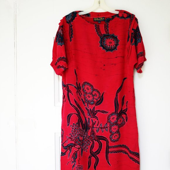 Danar Hadi | Dresses | Danar Hadi Vintage Red Batik Dress | Poshmark